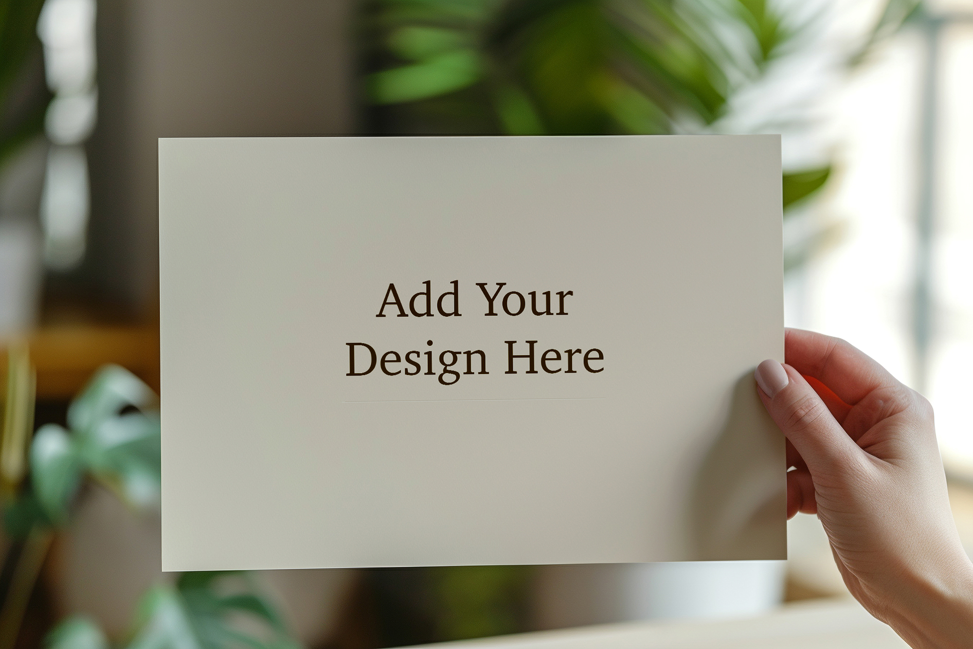 Horizontal Paper Sheet Mockup In hand - Mockup Daddy