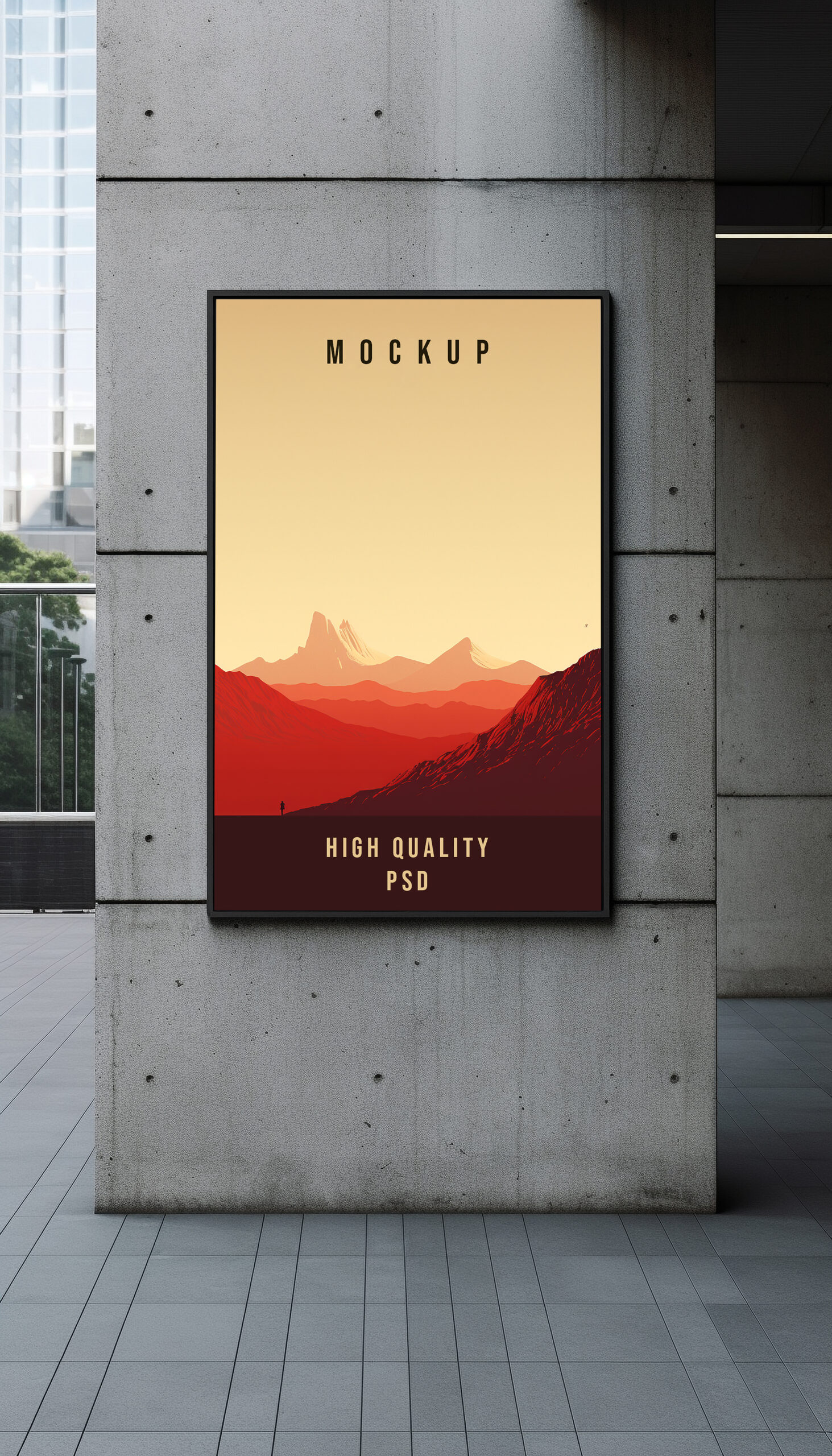 Digital Advertising Ad Mockup On Wall - Mockup Daddy